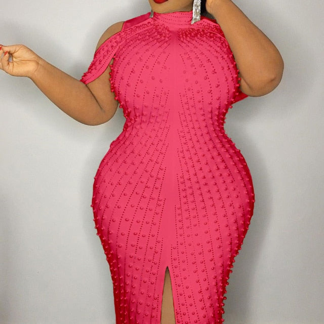 Plus Size Beaded Bodycon Dress Nightlife Dresses